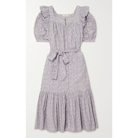 Doen | Dresses | Doen M Malta Purple Corduroy Floral Button Down Puff ...
